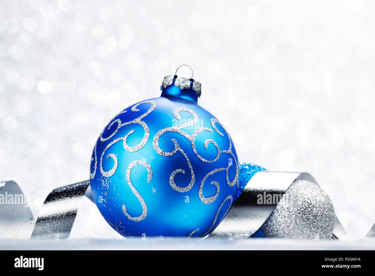 Christmas ball and ribbon Stock Photo - Alamy