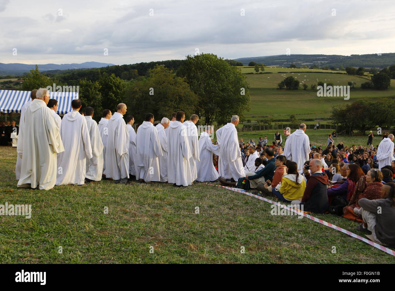 Burgundy, France. 15th Aug, 2015. The brothers of Taizé arriv at the ...