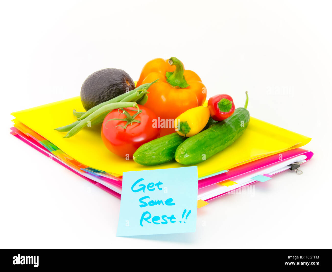 Present of vegetables and messages for careing hard work Stock Photo ...
