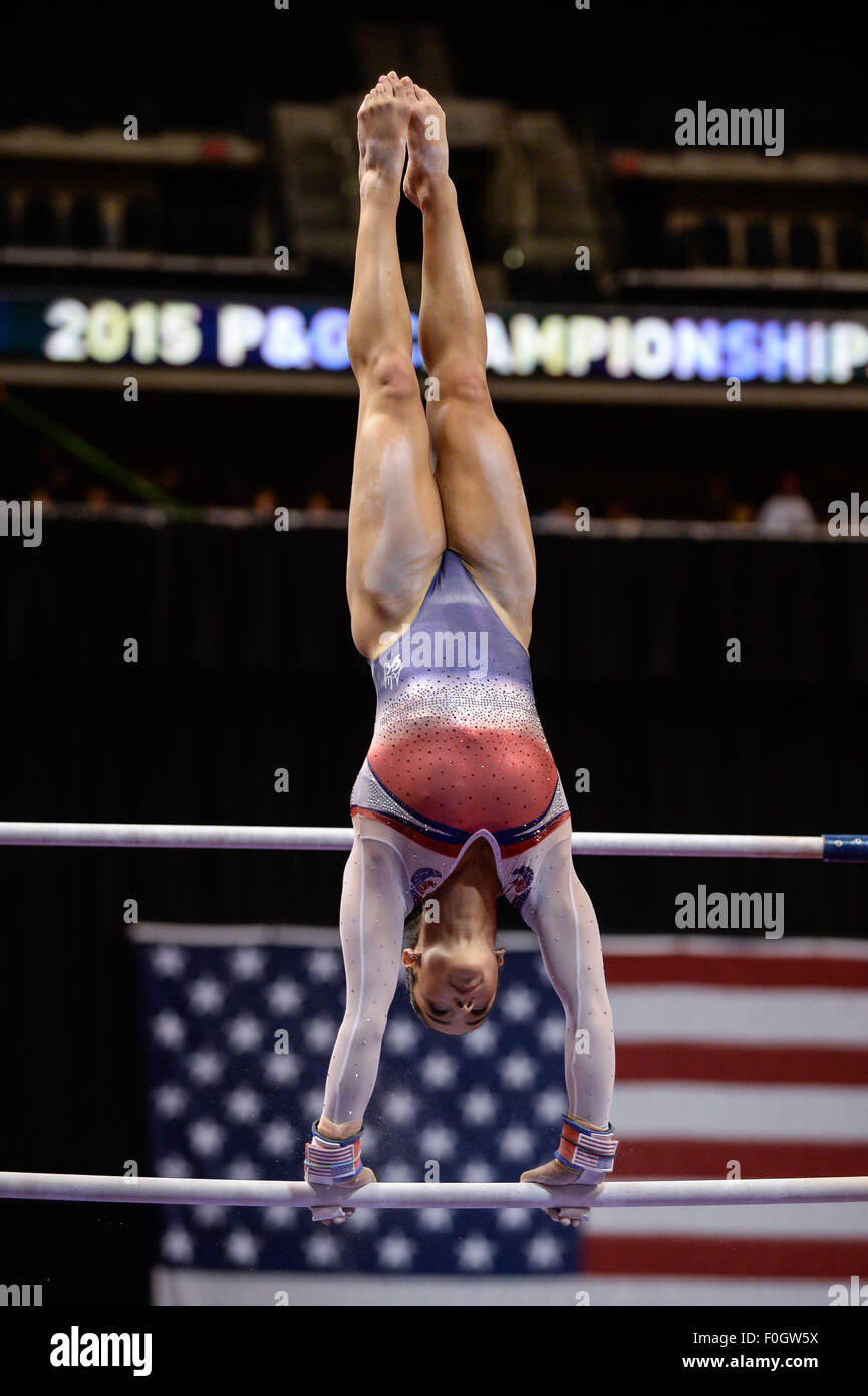 Indianapolis, Indiana, US. 15th Aug, 2015. Olympian ALEXANDRA RAISMAN ...