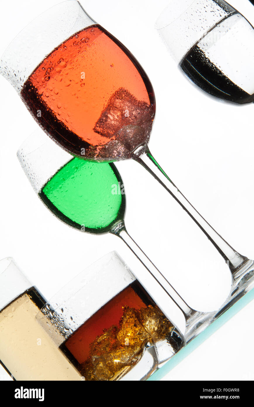 liquid glass group pour beverage objects background close up macro ...