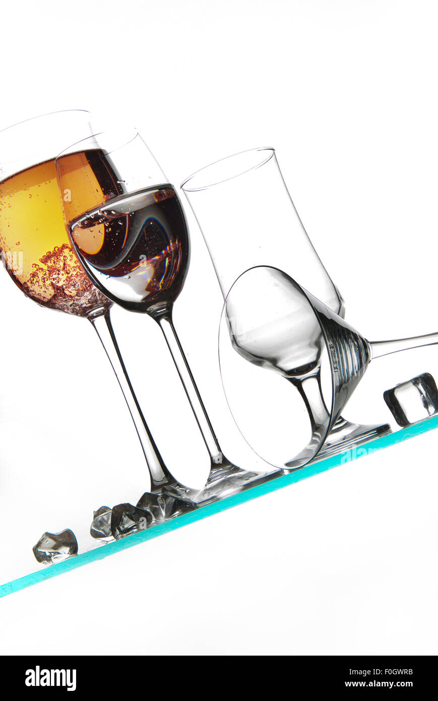 liquid glass group pour beverage objects background close up macro ...