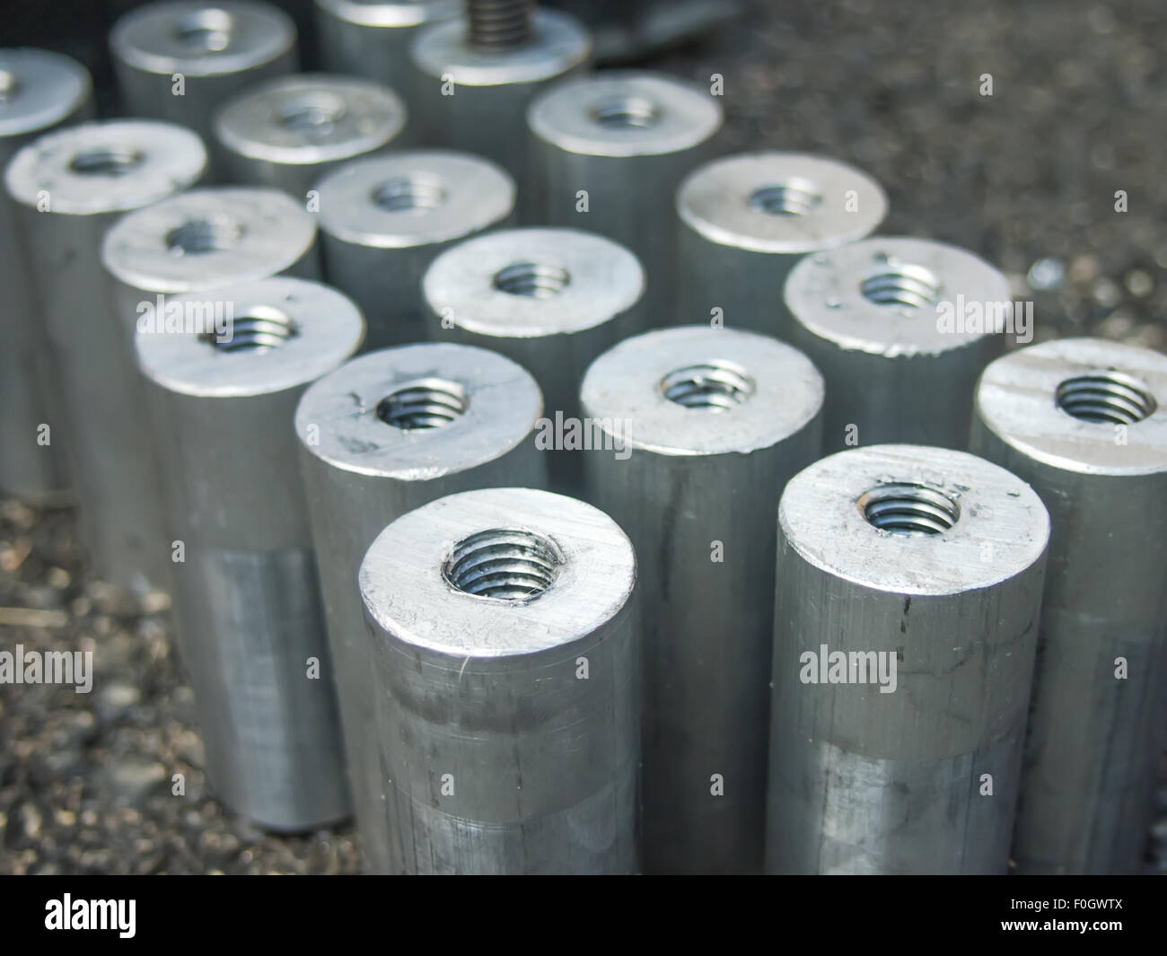 Many hardwares such as bolts, nuts and screws at the construction site ...