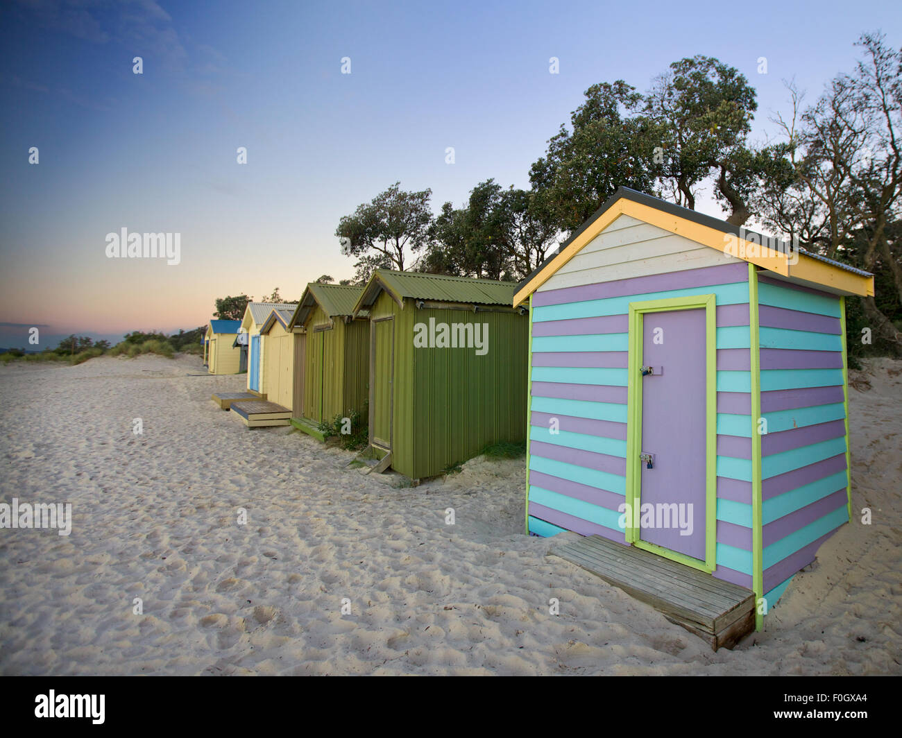 Colorful beach huts in Australia Stock Photo - Alamy