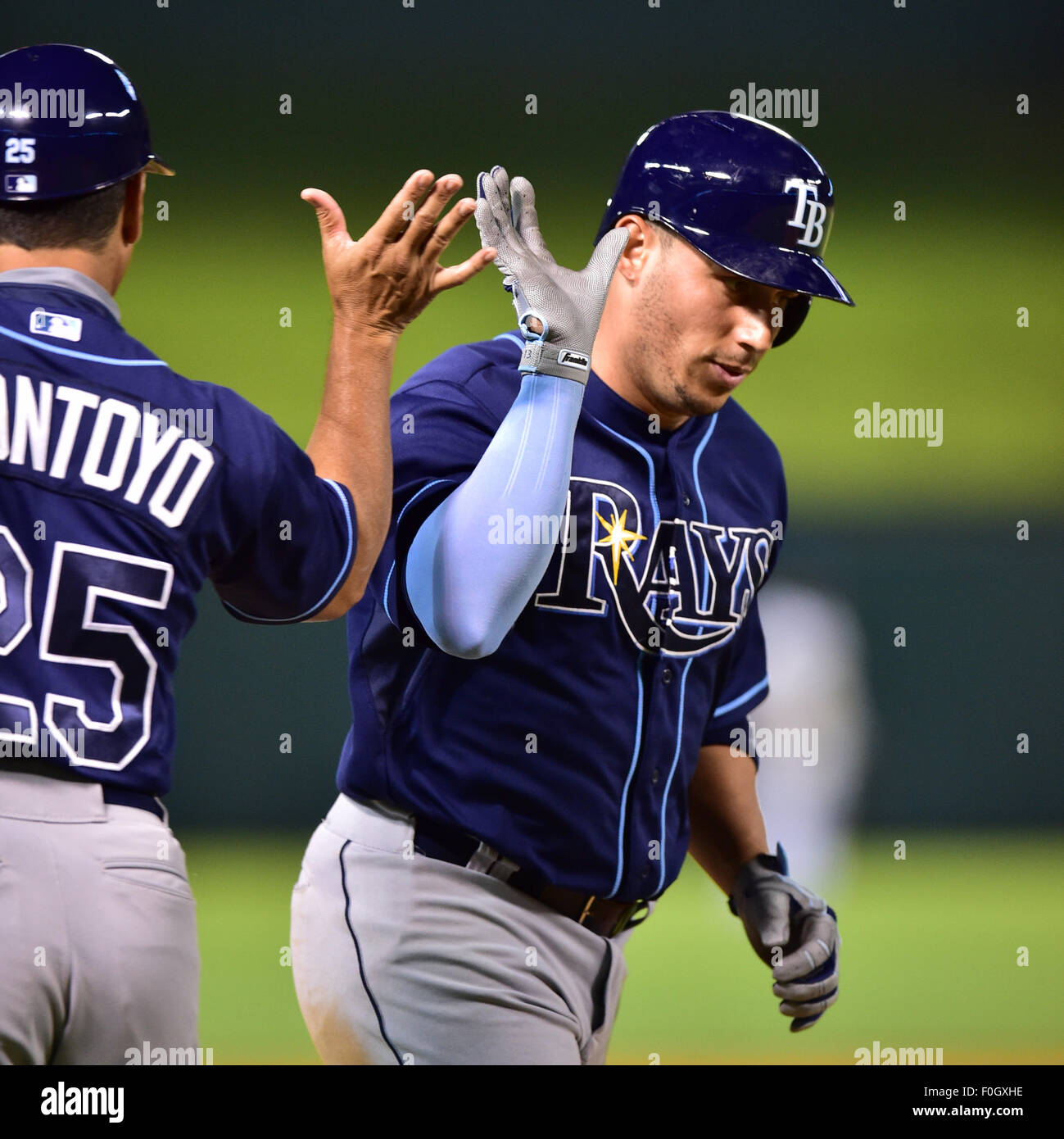 AUG 15, 2015: .Tampa Bay Rays shortstop Asdrubal Cabrera (13) rounds ...