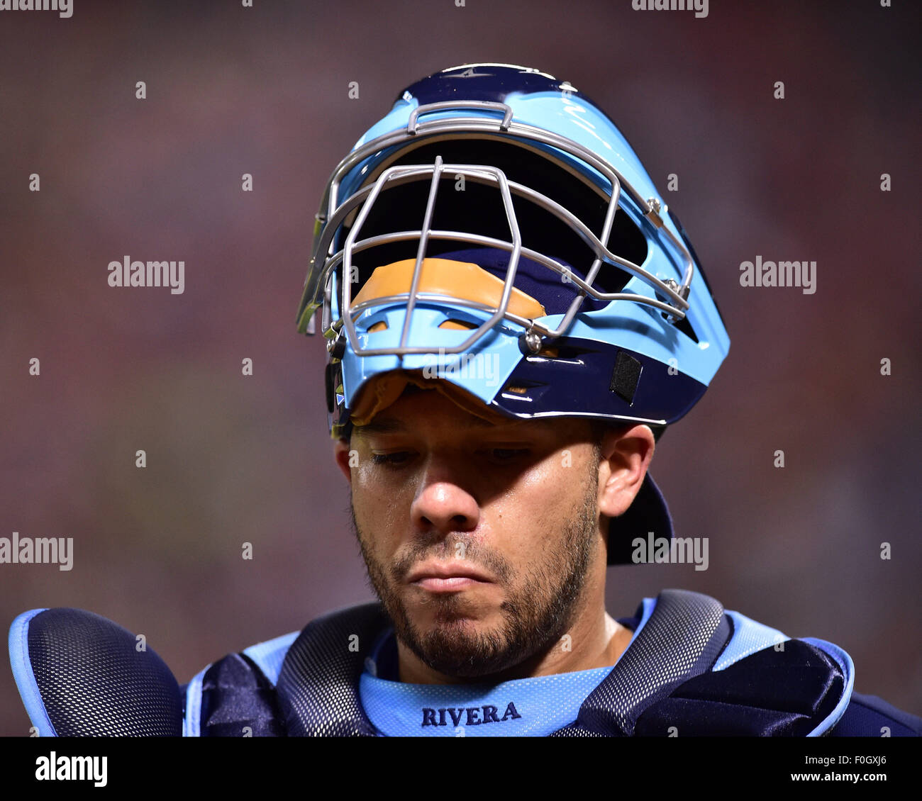 AUG 15, 2015: .Tampa Bay Rays catcher Rene Rivera (44) during an MLB ...