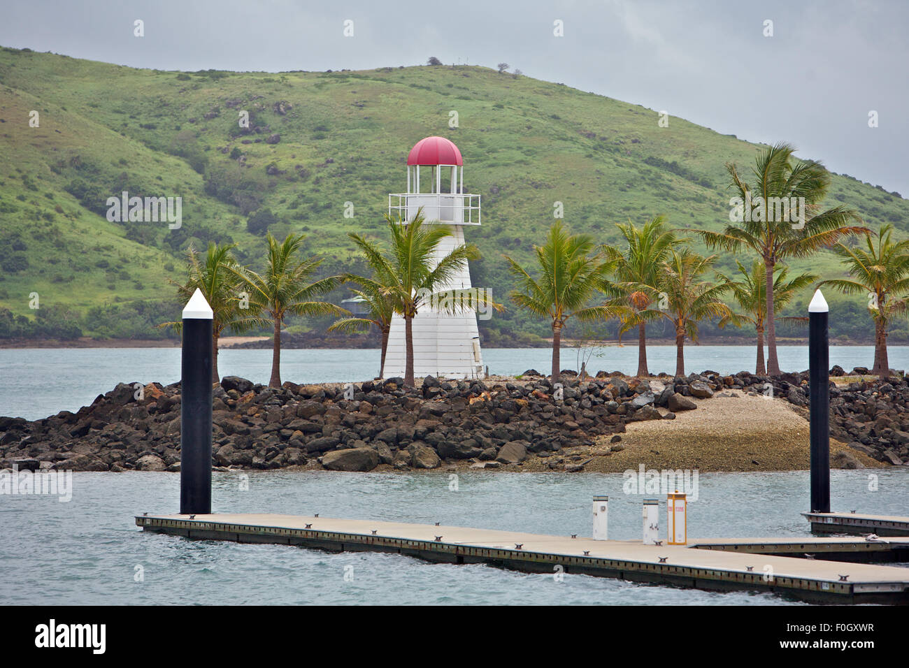 Hamilton Island Harbor Entrance With a Lighthouse, Australia Stock ...