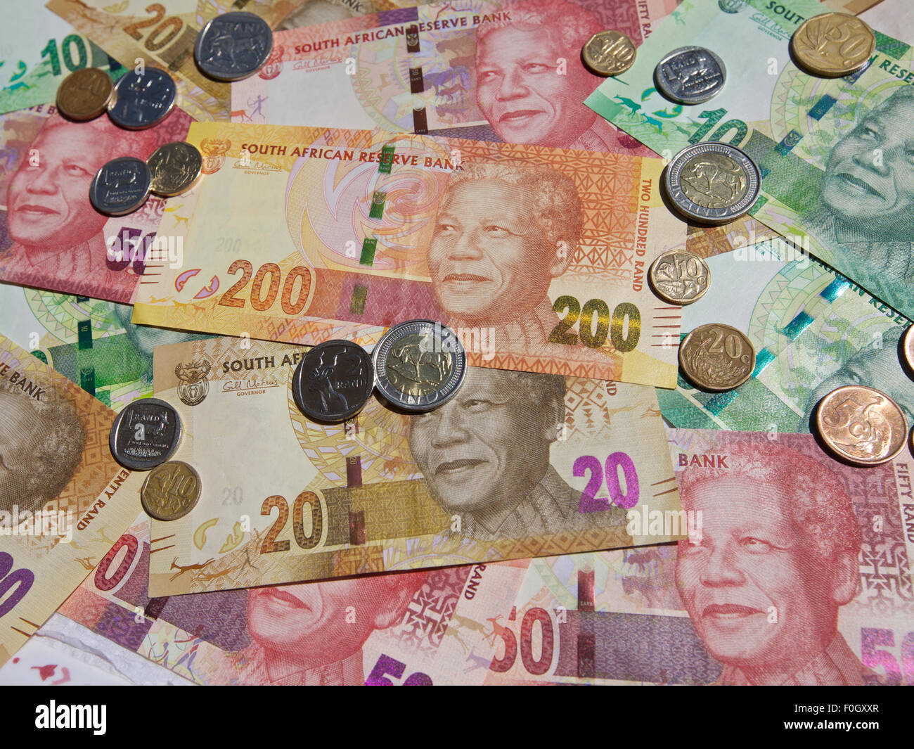 Nelson Mandela new bank notes printed November 2012, South Africa Stock ...