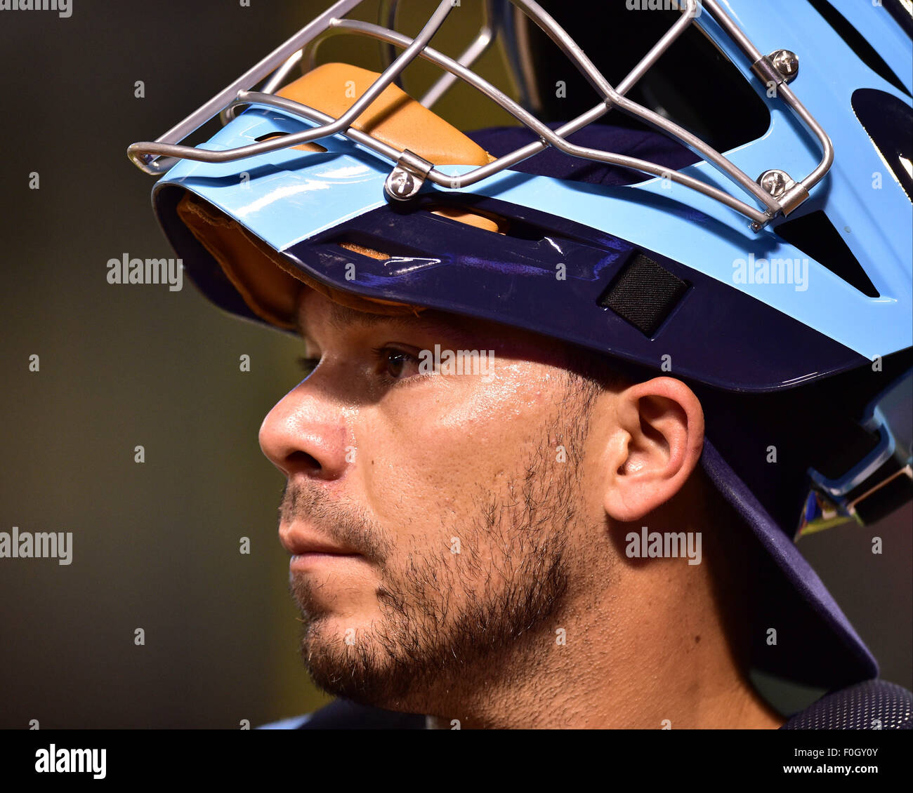 AUG 15, 2015: .Tampa Bay Rays catcher Rene Rivera (44) during an MLB ...