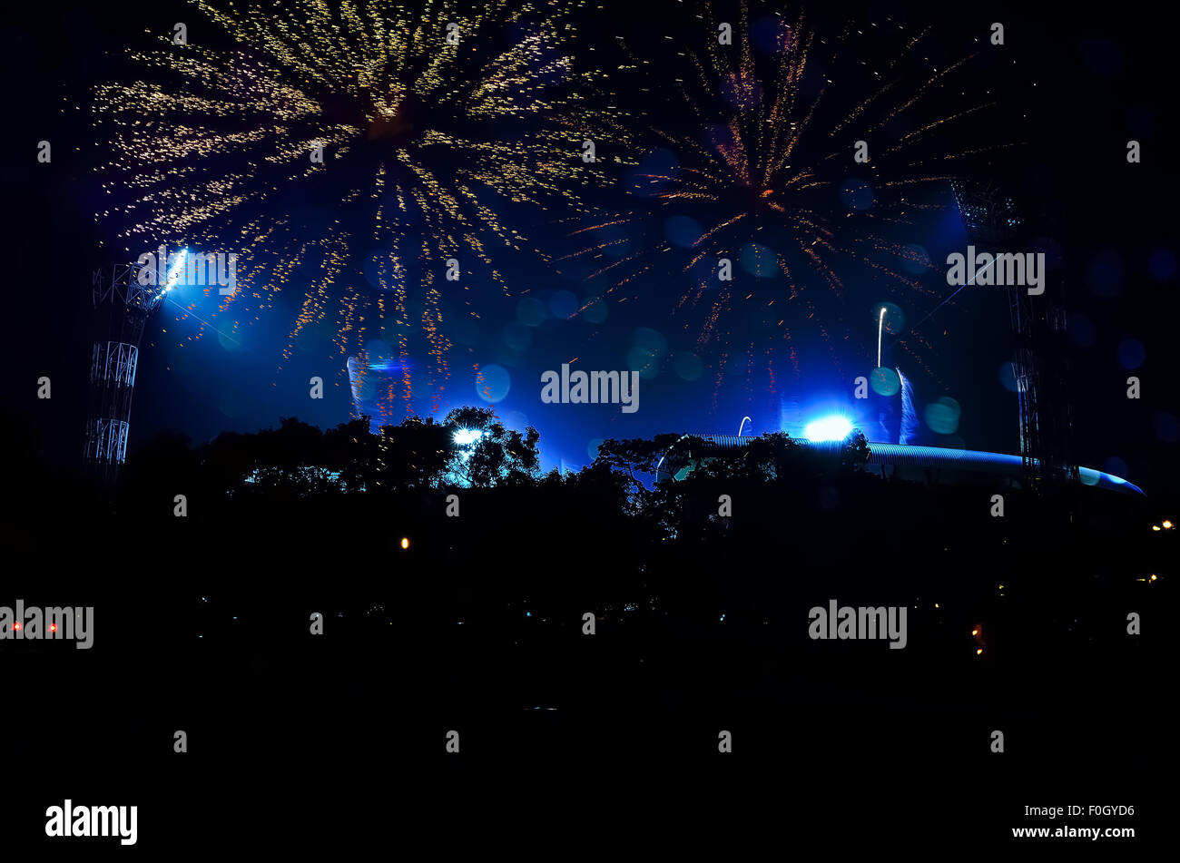 fireworks in stadium Stock Photo - Alamy