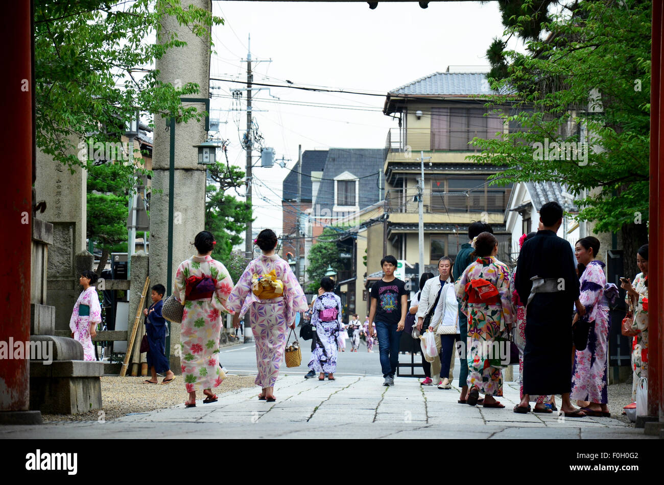Japanese people wear traditional Japanese clothing (Kimono and Yukatas ...