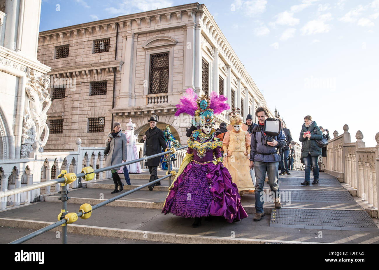Venice Carnival models on their way to St Mark's Square on the final ...