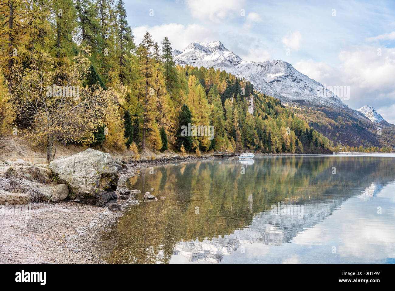 Autumn landscape, Lake Sils, Upper Engadin, Switzerland Stock Photo - Alamy