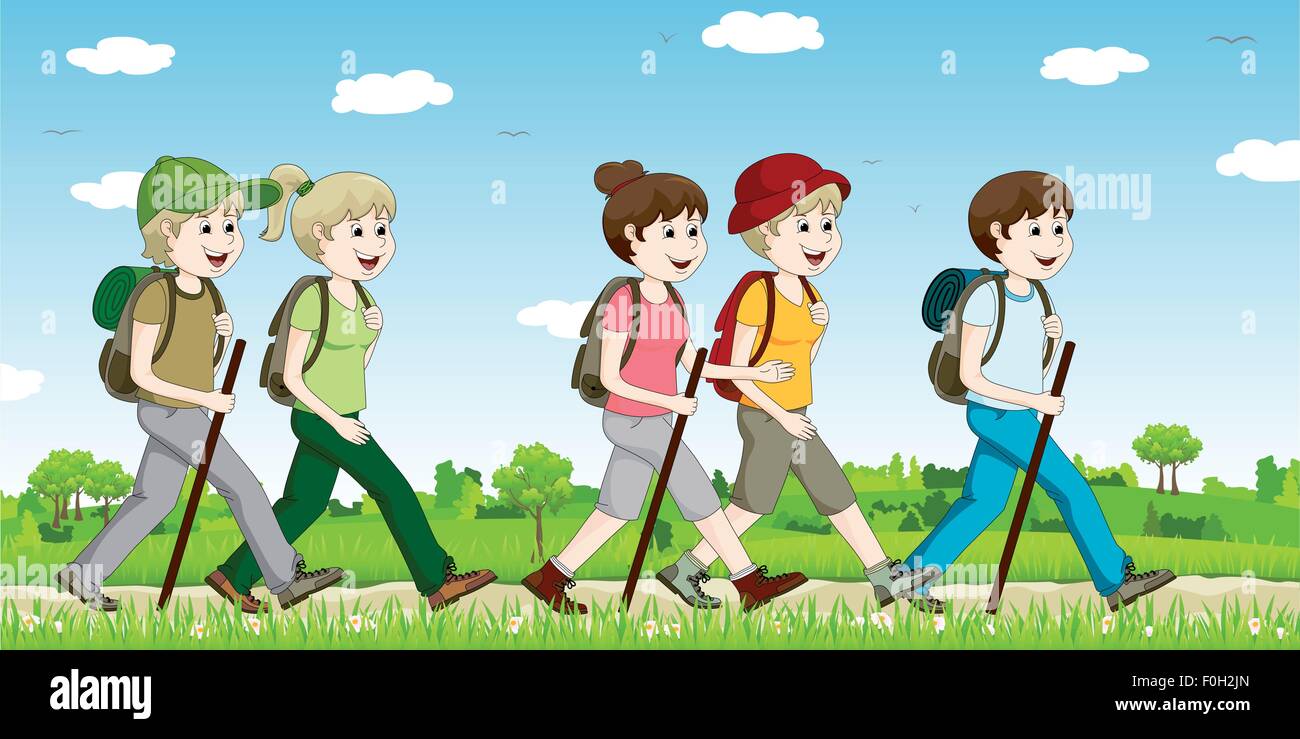 Woman men backpack travel Stock Vector Images - Alamy