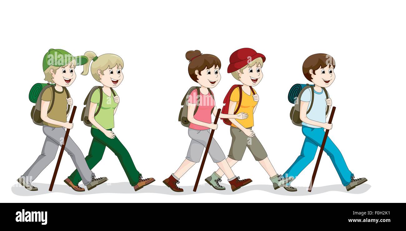 Hiking man woman vector Stock Vector Images - Alamy