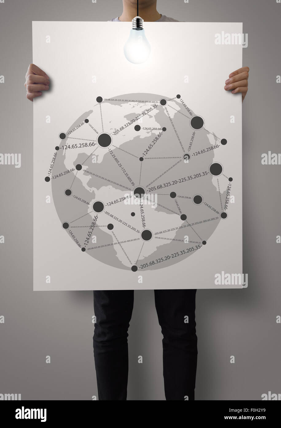 man showing poster of social network structure as concept Stock Photo ...