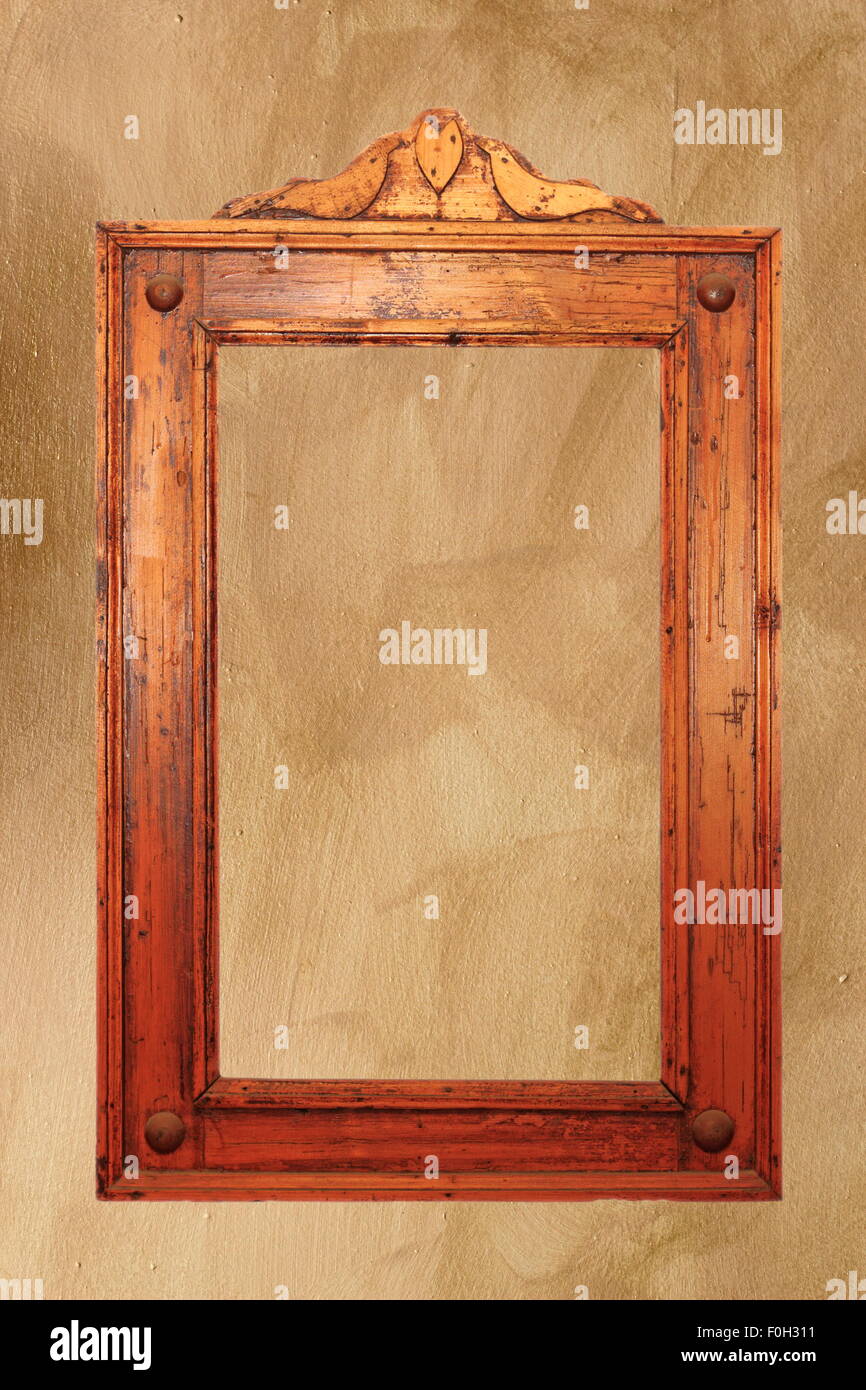 beautiful empty ancient wooden frame on the wall ready for your design ...