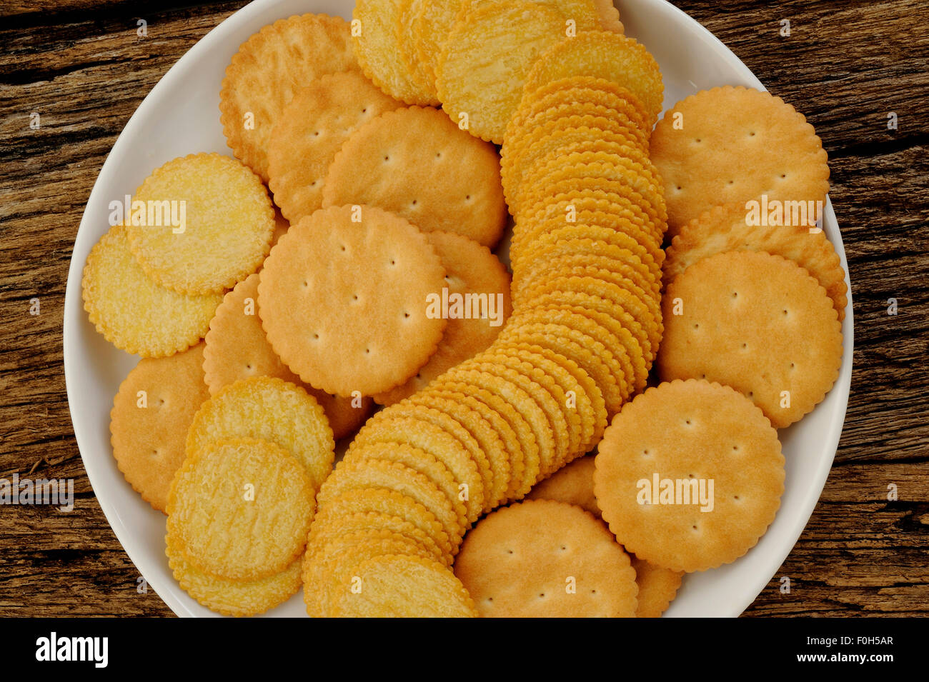 salty crackers on plate Stock Photo - Alamy
