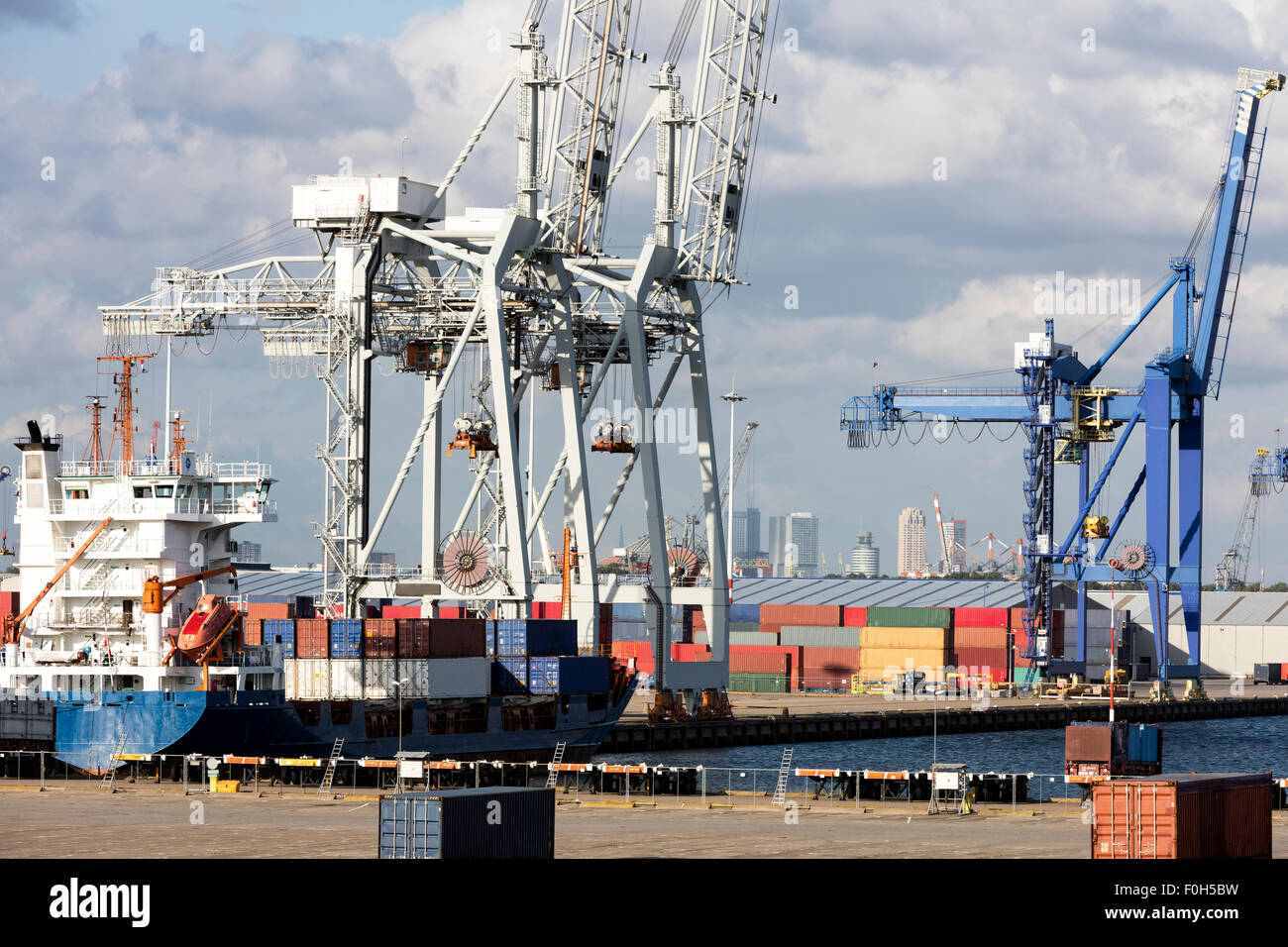 Container terminal in harbour Stock Photo - Alamy