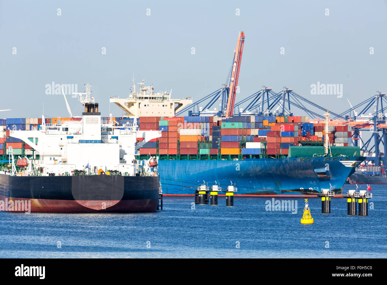 Container terminal in harbour Stock Photo - Alamy