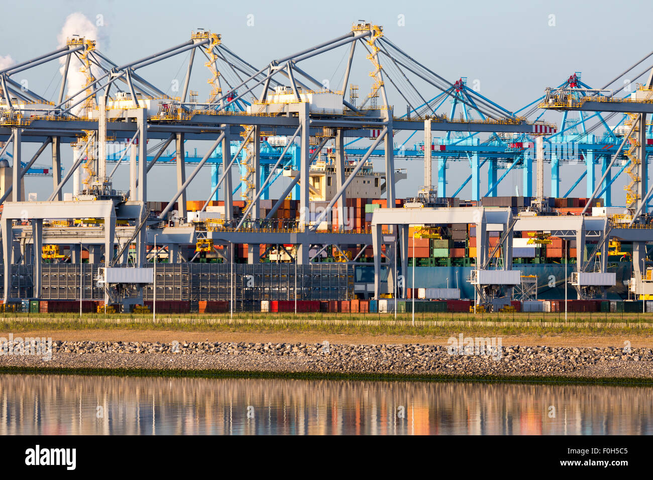 Container terminal in harbour Stock Photo - Alamy