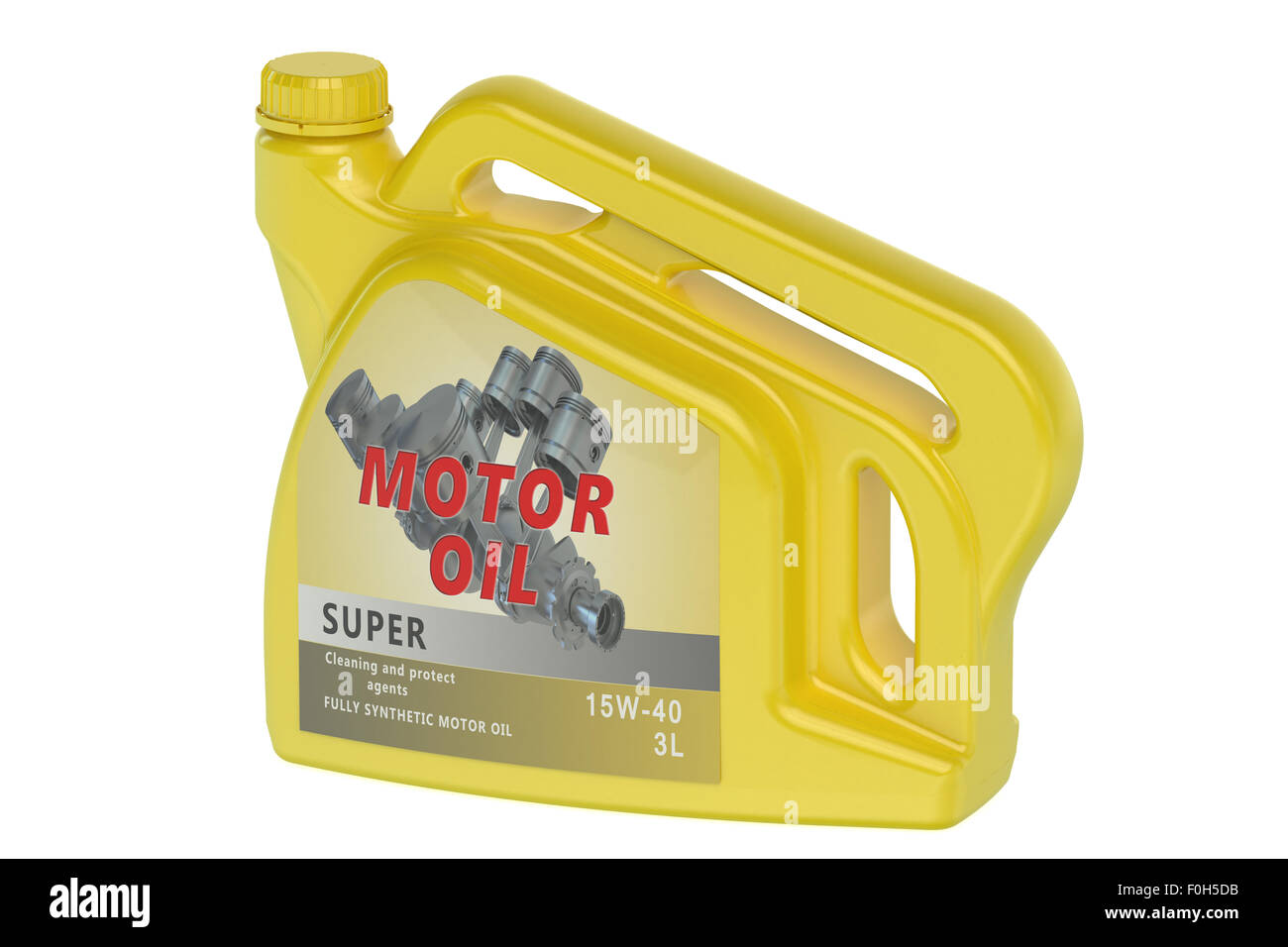 yellow canister motor oil isolated on white background Stock Photo - Alamy
