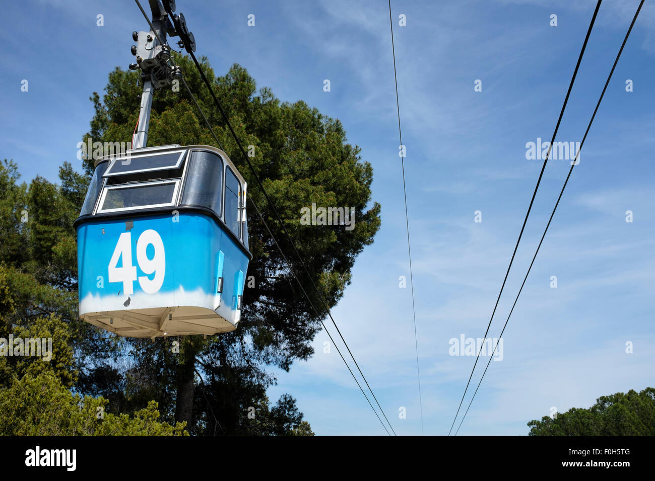 Cable car on the Parque del Oeste to Casa de Campo Teleferico, Madrid ...