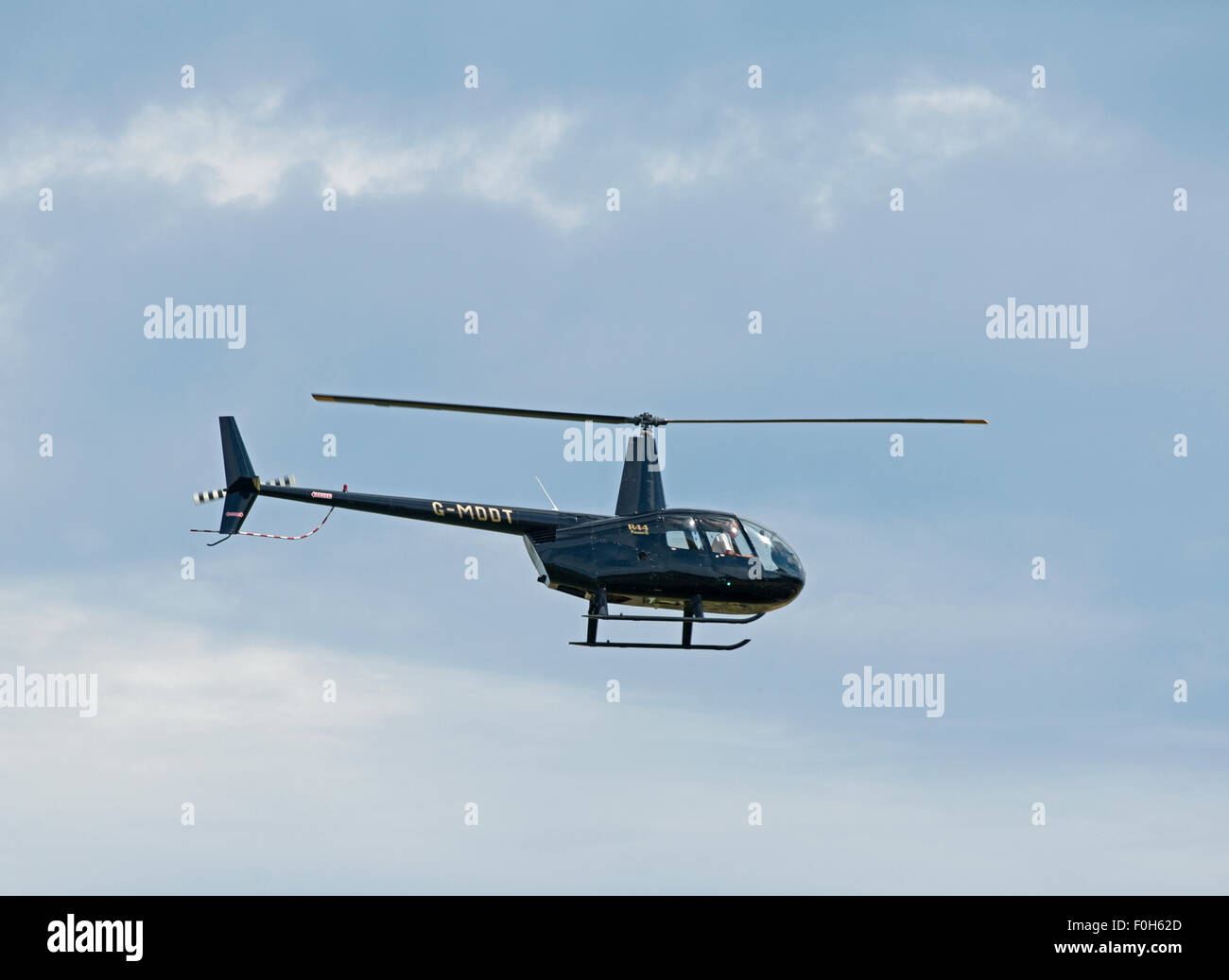 Robinson R44 Raven helicopter (G-MDDT) departing Inverness airfield ...