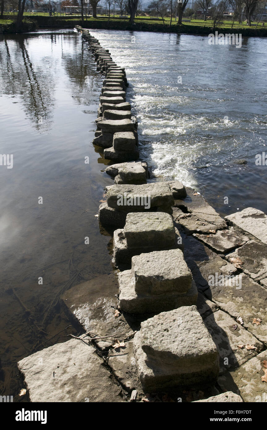 stepping stone bridge in Chaves, Portugal Stock Photo - Alamy