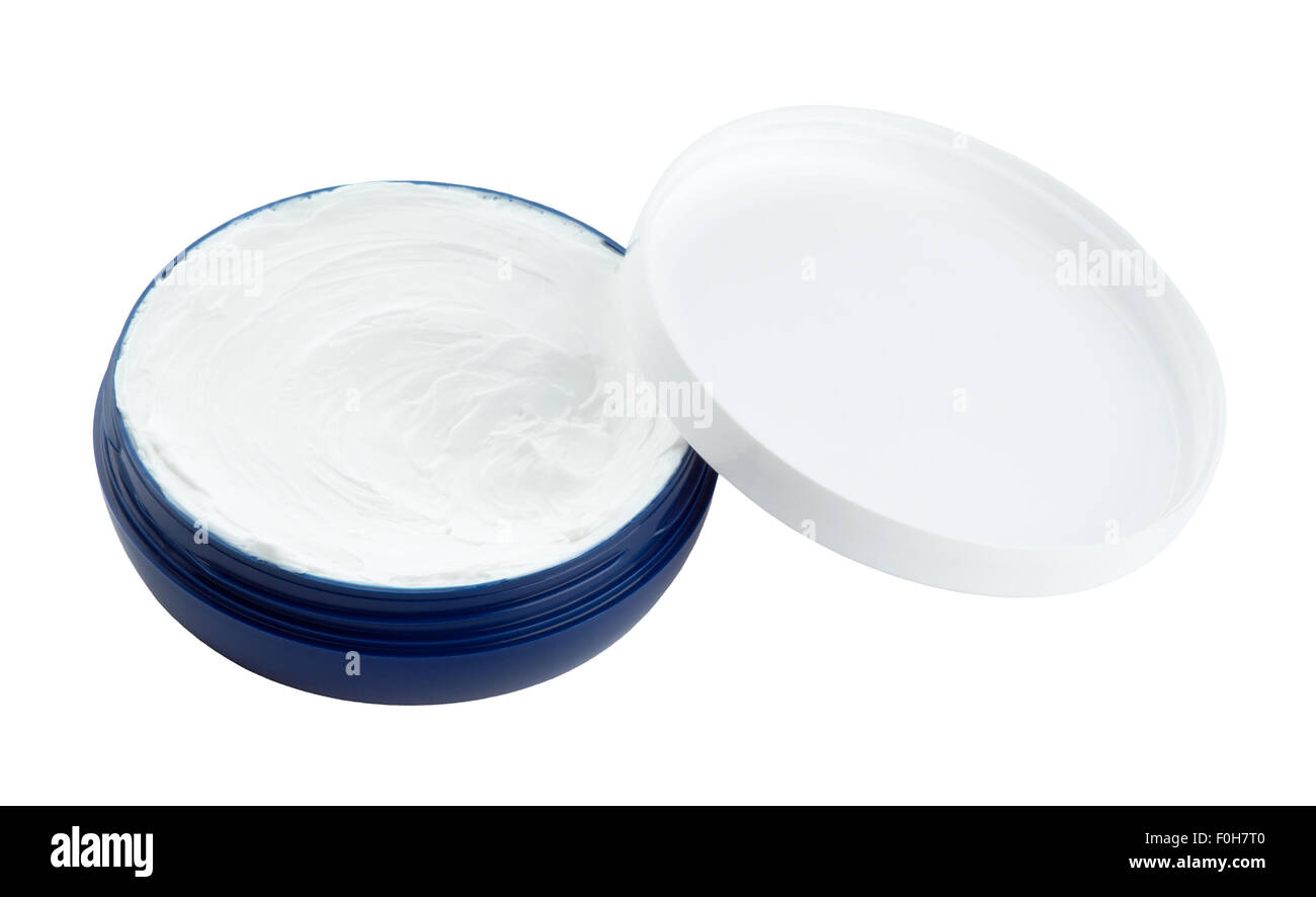 Closeup of a white beauty cream on white background Stock Photo - Alamy