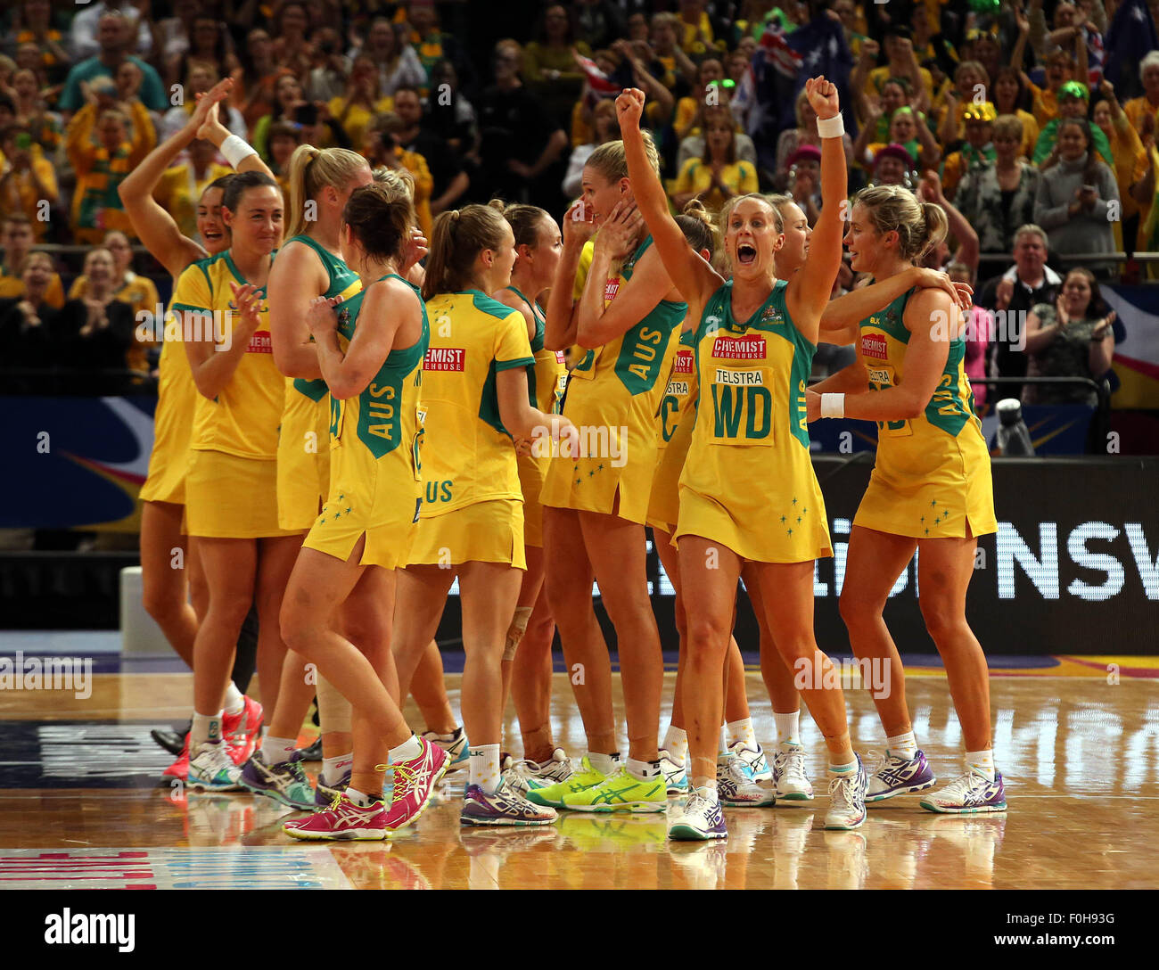 Sydney, Australia. 16th Aug, 2015. Australia celebrates the win with ...