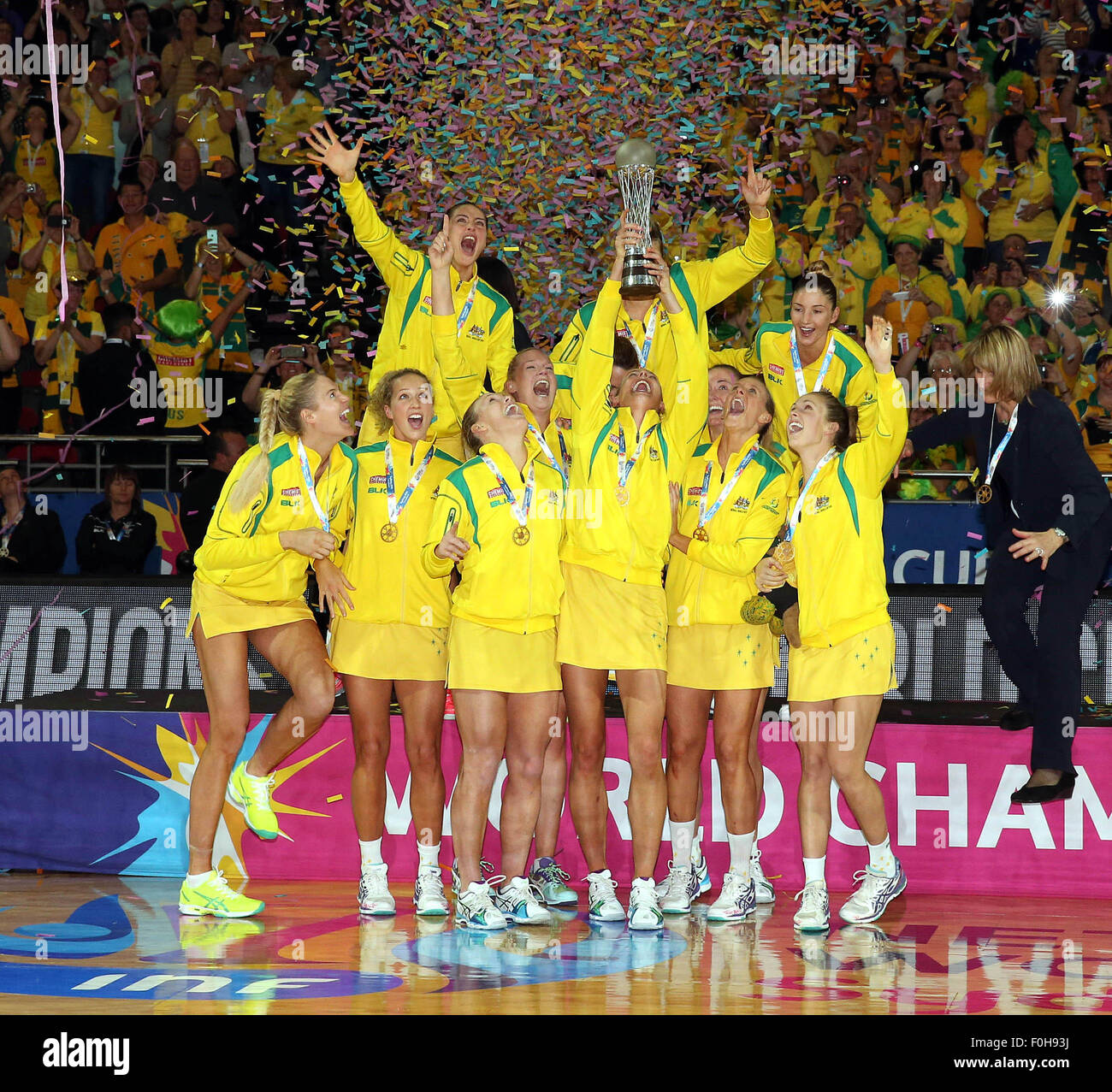 Sydney, Australia. 16th Aug, 2015. Australia team celebrates Netball ...