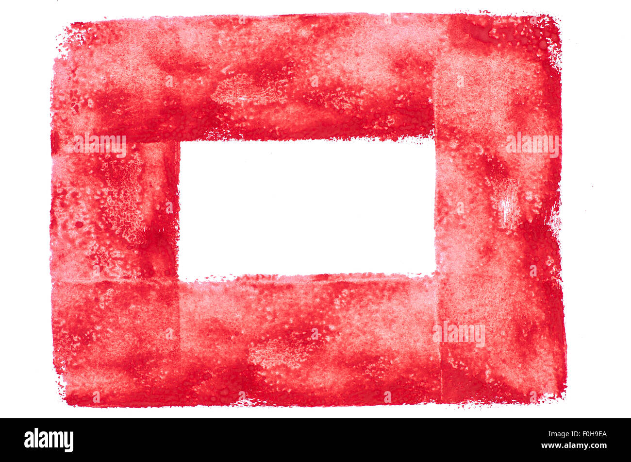 red watercolor painted frame on white paper background Stock Photo - Alamy