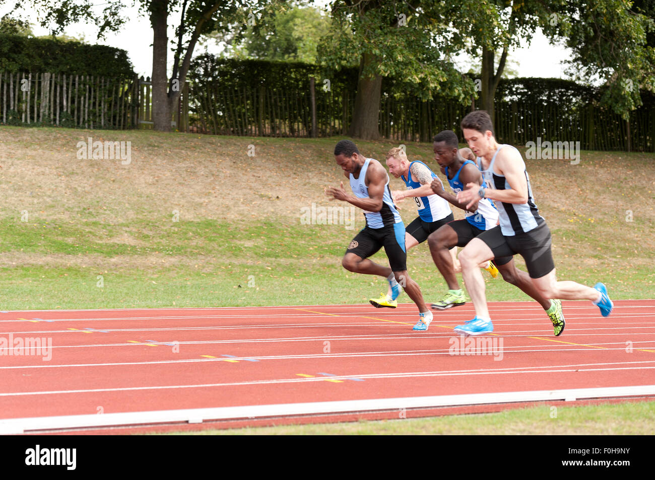Sport for all 100m male sprint hundred meters race running at high ...