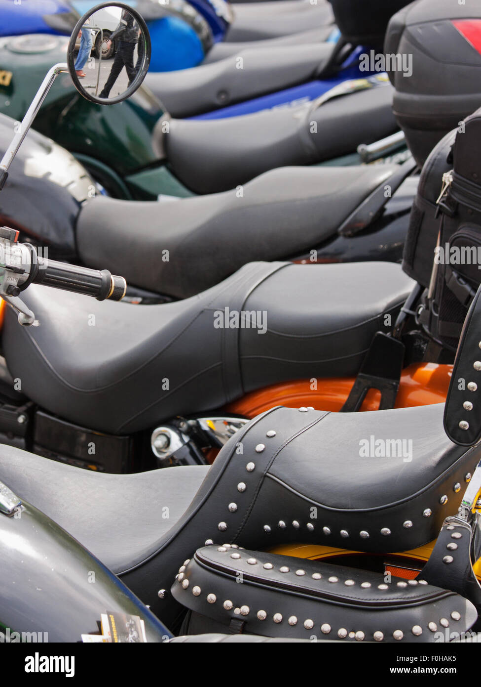 Line of motorcycles on display at a bike rally in UK Stock Photo - Alamy