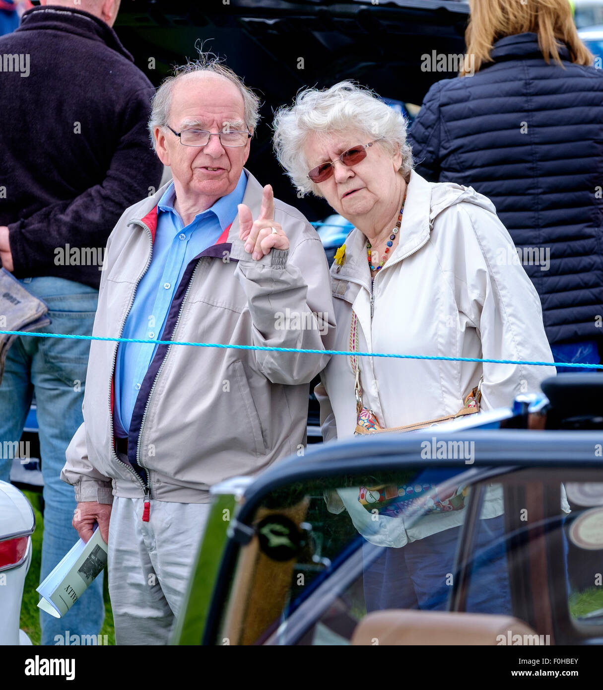 A couple admiring an old car at the Biggar Vintage Rally, South ...