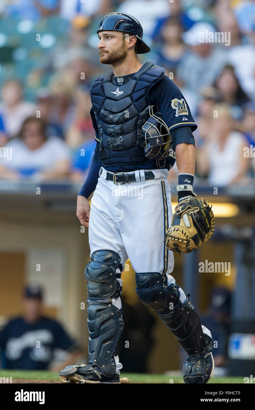 Milwaukee, WI, USA. 15th Aug, 2015. Milwaukee Brewers catcher Jonathan ...
