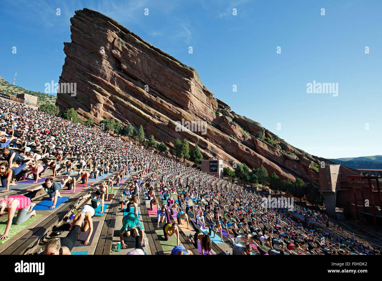 Yoga practitioners, Yoga on The Rocks, Red Rocks Amphitheatre, Morrison ...