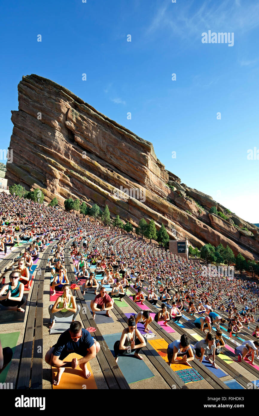 Yoga practitioners, Yoga on The Rocks, Red Rocks Amphitheatre, Morrison ...