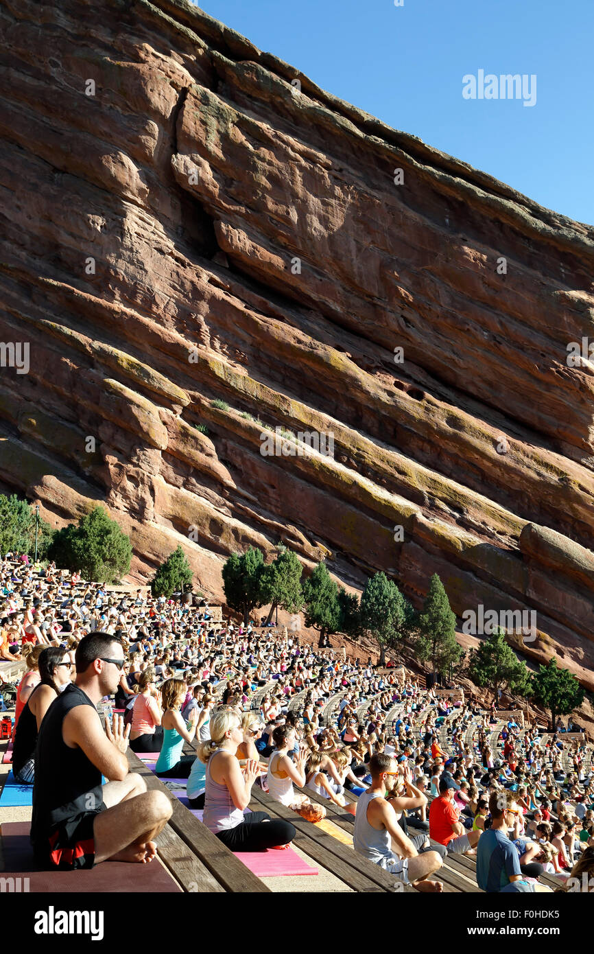 Yoga practitioners, Yoga on The Rocks, Red Rocks Amphitheatre, Morrison ...