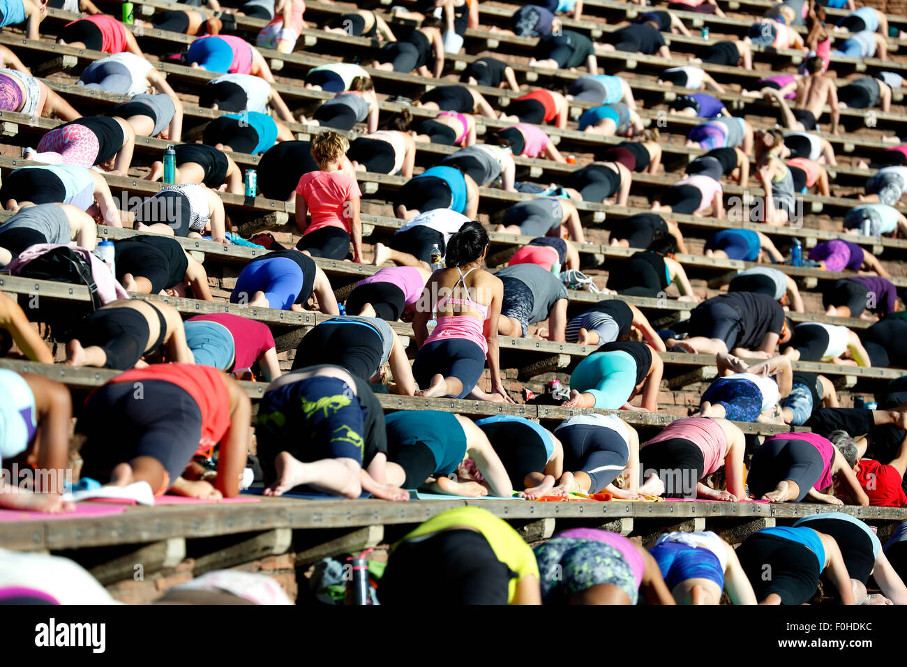 Yoga practitioners, Yoga on The Rocks, Red Rocks Amphitheatre, Morrison ...