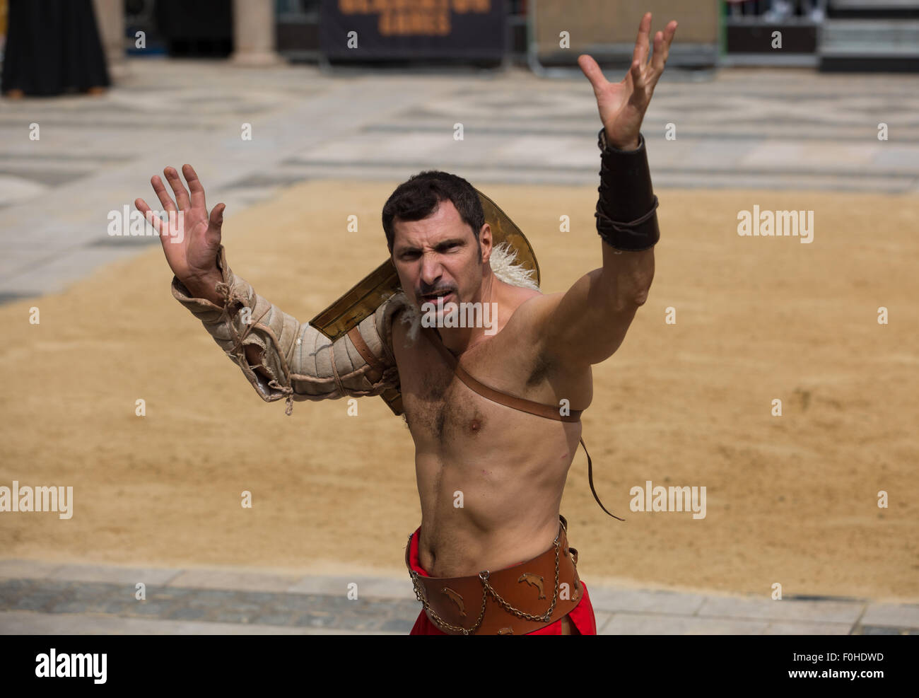 Roman soldiers Guildhall Gladiator games Stock Photo - Alamy
