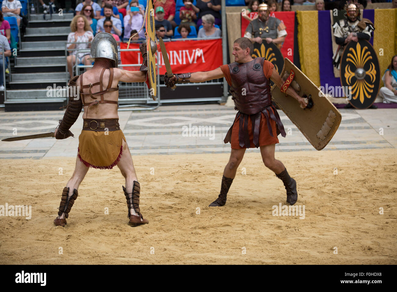 Roman Gladiators fight it out at The Amphitheater, Guildhall City of ...