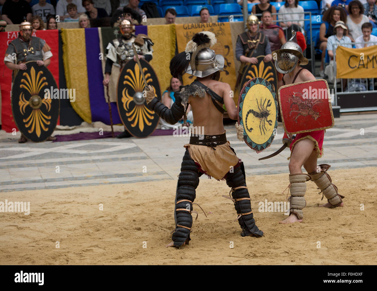 Roman Gladiators fight it out at The Amphitheater, Guildhall City of ...