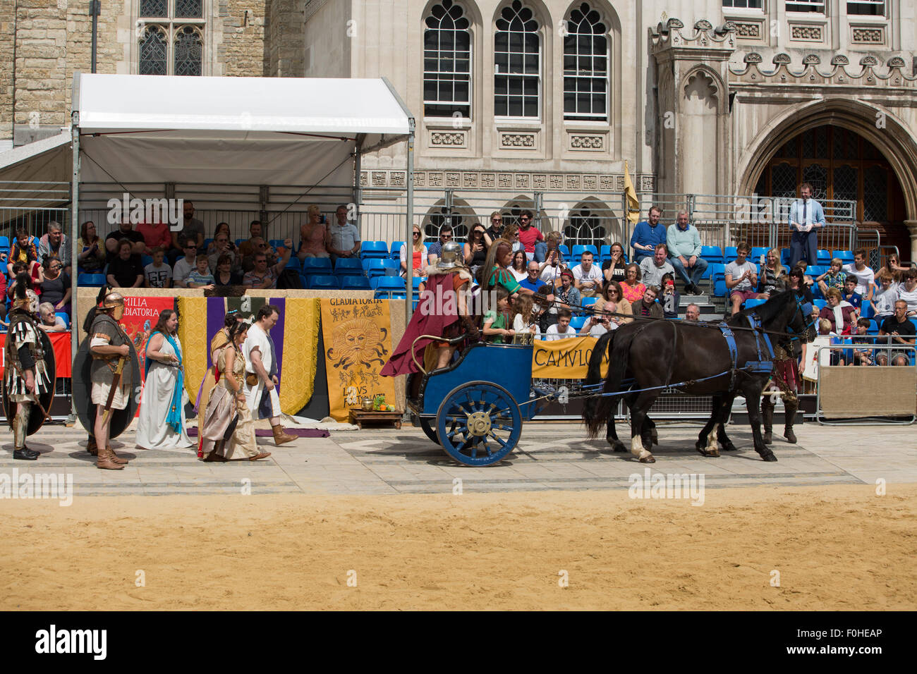 Chariot enters the Roman Arena at the Guildhall City of London for the ...