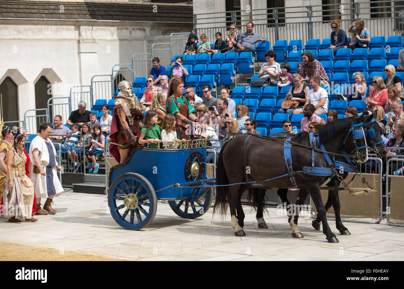 Chariot enters the Roman Arena at the Guildhall City of London for the ...
