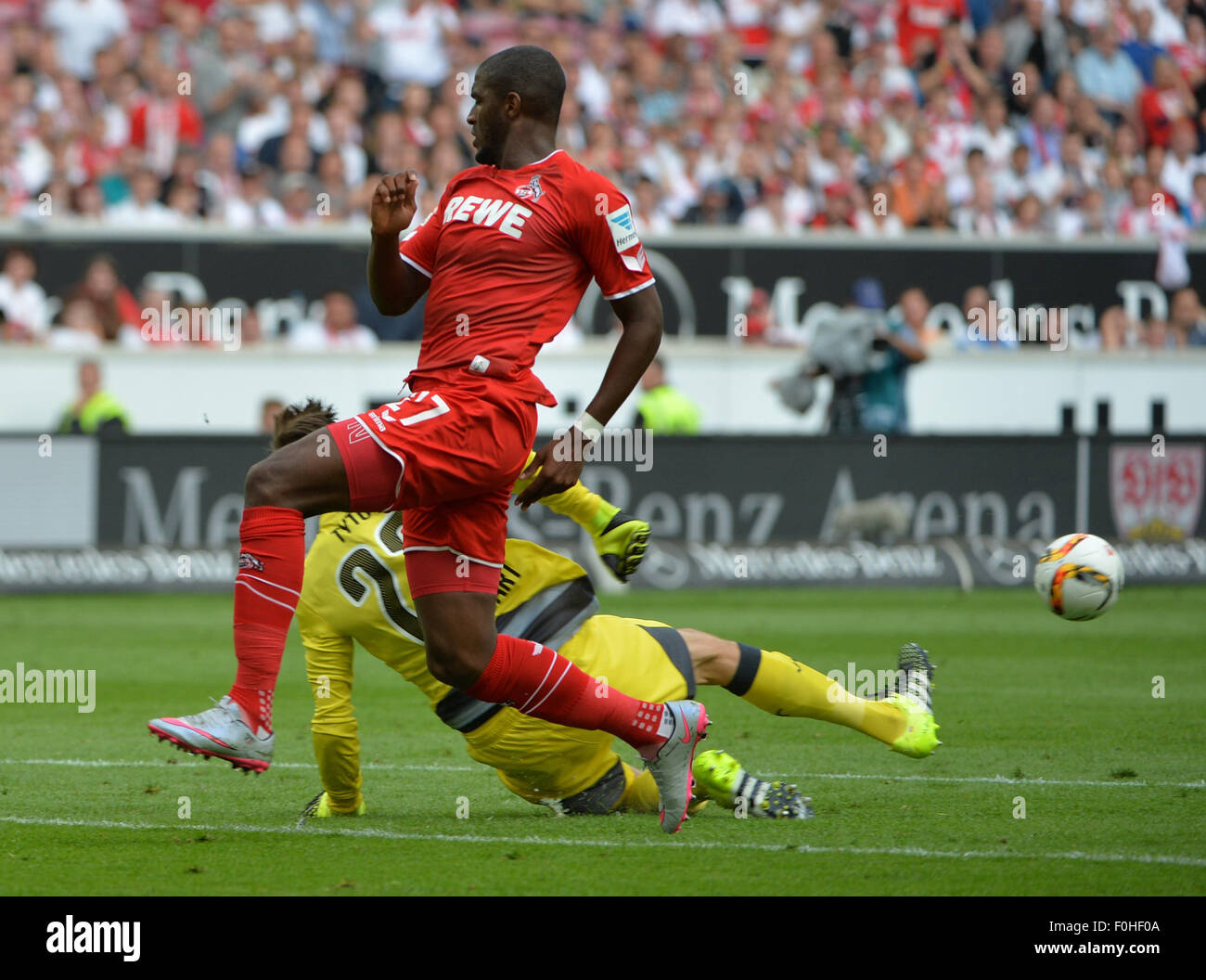 Stuttgart, Germany. 16th Aug, 2015. Stuttgart goalkeeper Przemyslaw ...