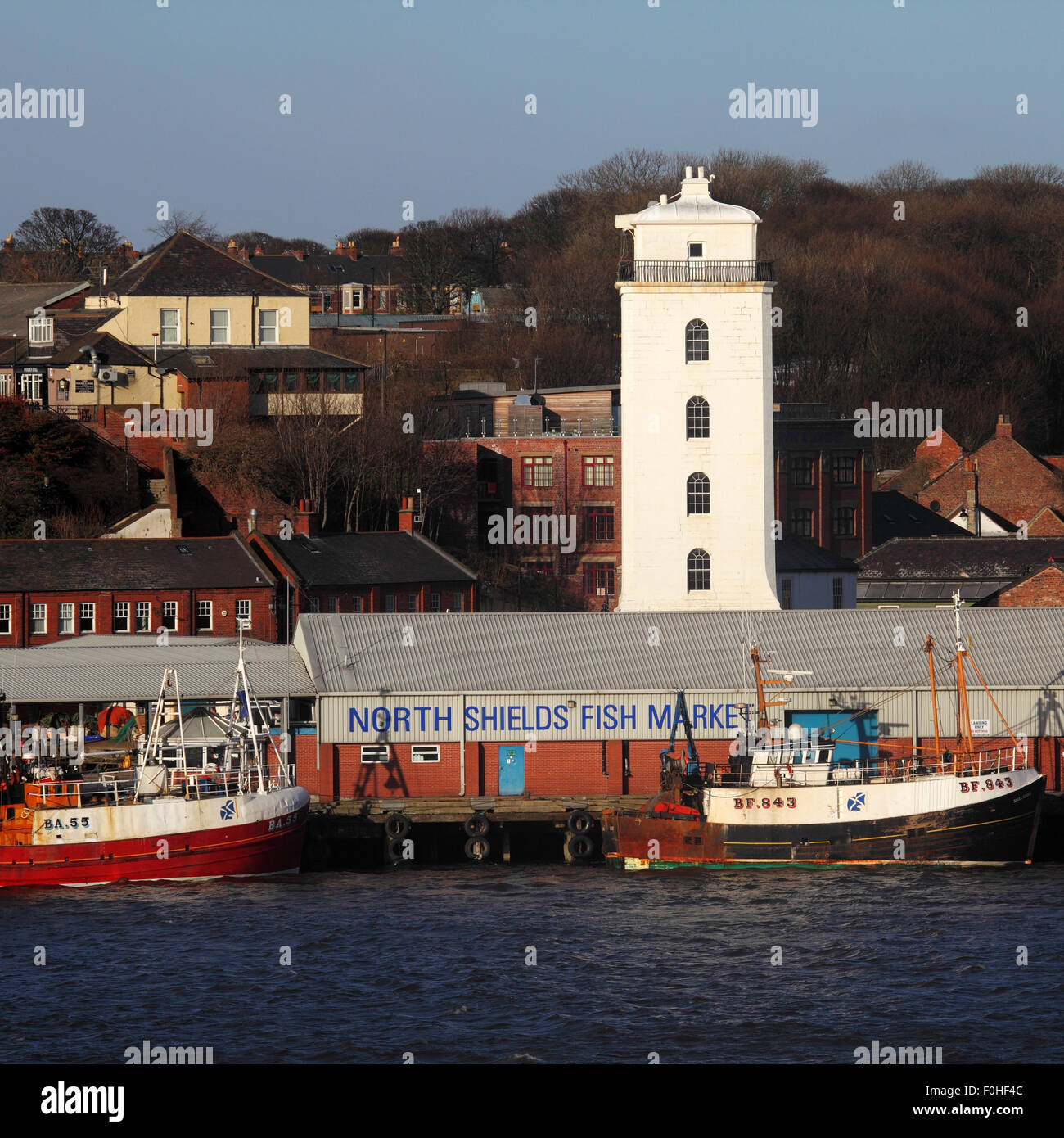 The fish market be the harbour in North Shields, England. The Low Light ...