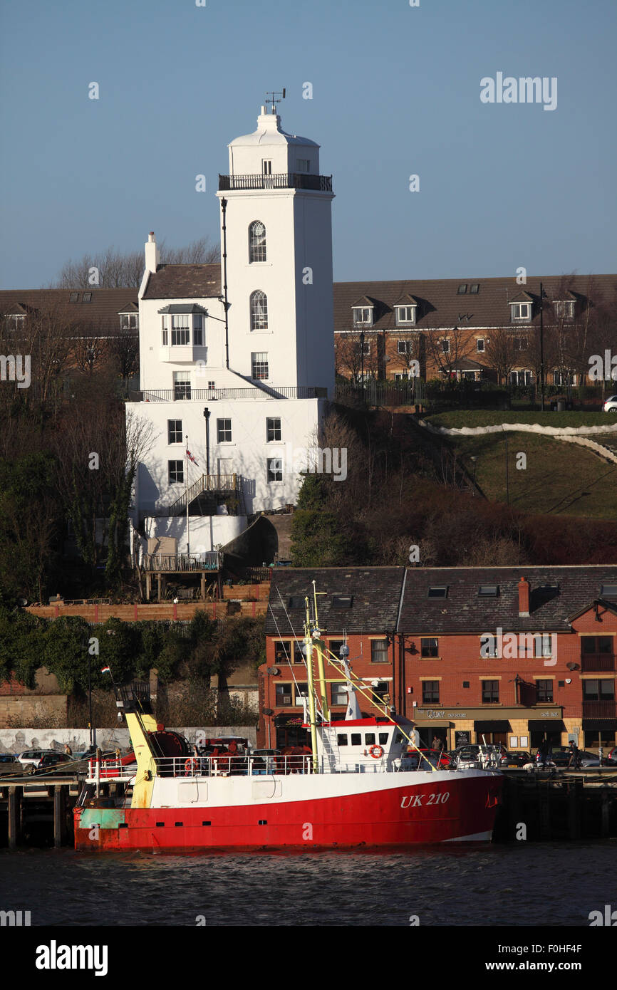 The nineteenth century High Light by the fishing harbour in North ...