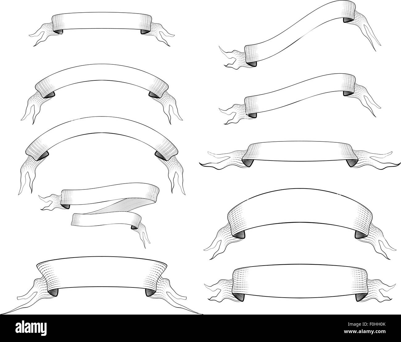 Set ribbons text in Black and White Stock Photos & Images - Alamy